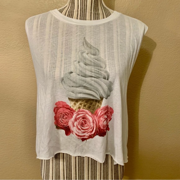 Wildfox | Tops | Nwt Wildfox Muscle Shirt Small White Ice Cream Roses ...